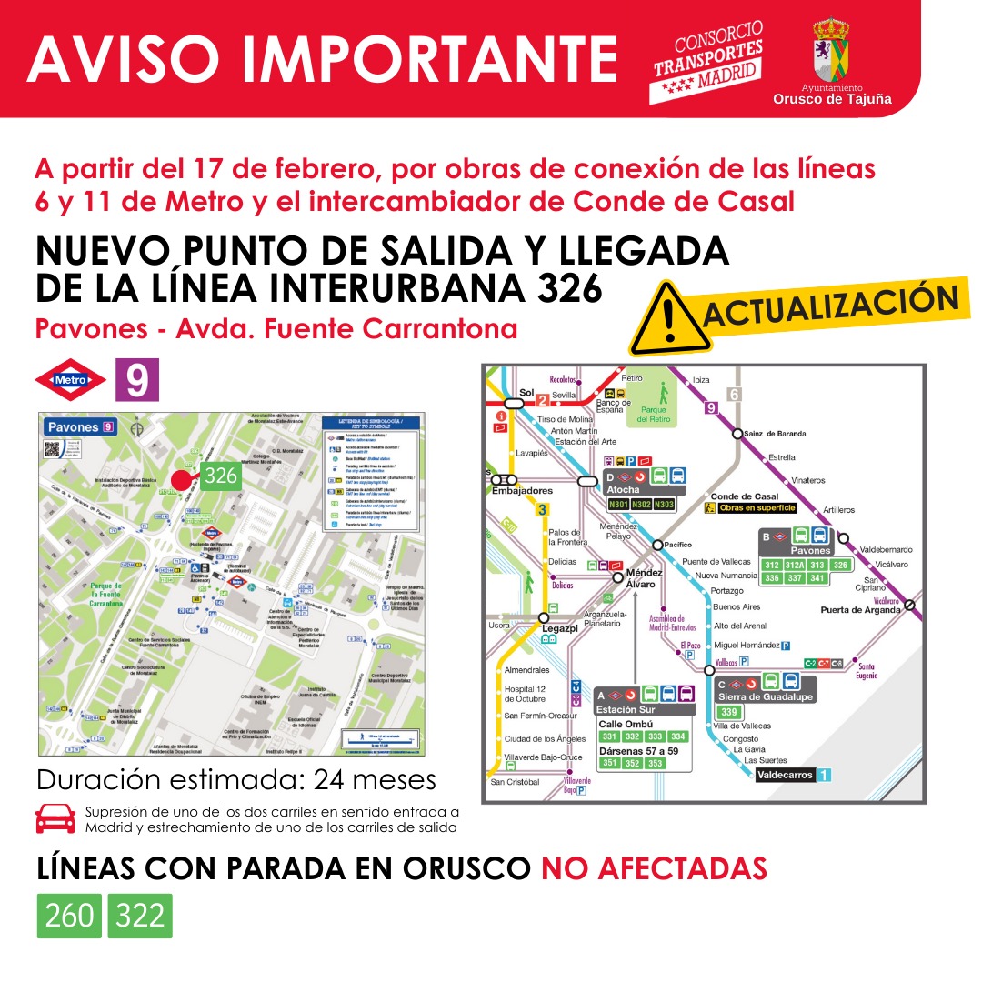 Actualización: Nuevo punto de llegada y salida de la línea 326 en ...